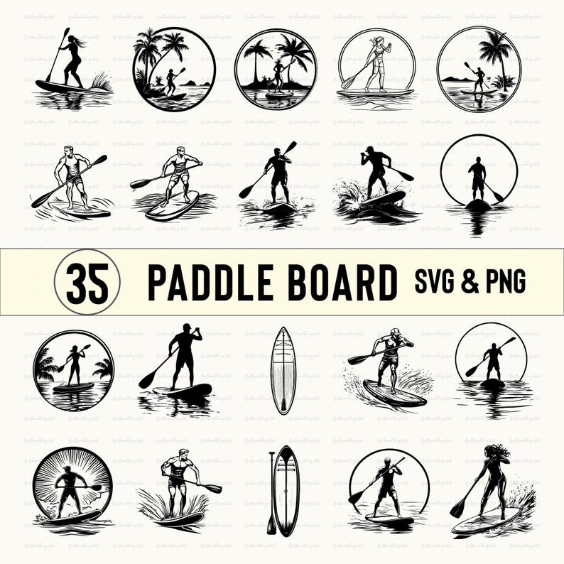 Paddle Board Svg Bundle, Paddle Board Silhouette, Paddle Board Clipart ...