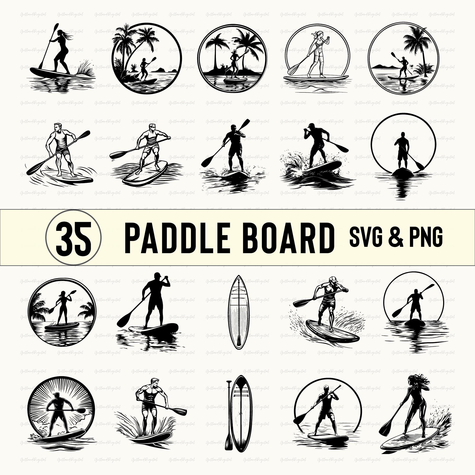 Paddle Board Svg Bundle, Paddle Board Silhouette, Paddle Board Clipart ...