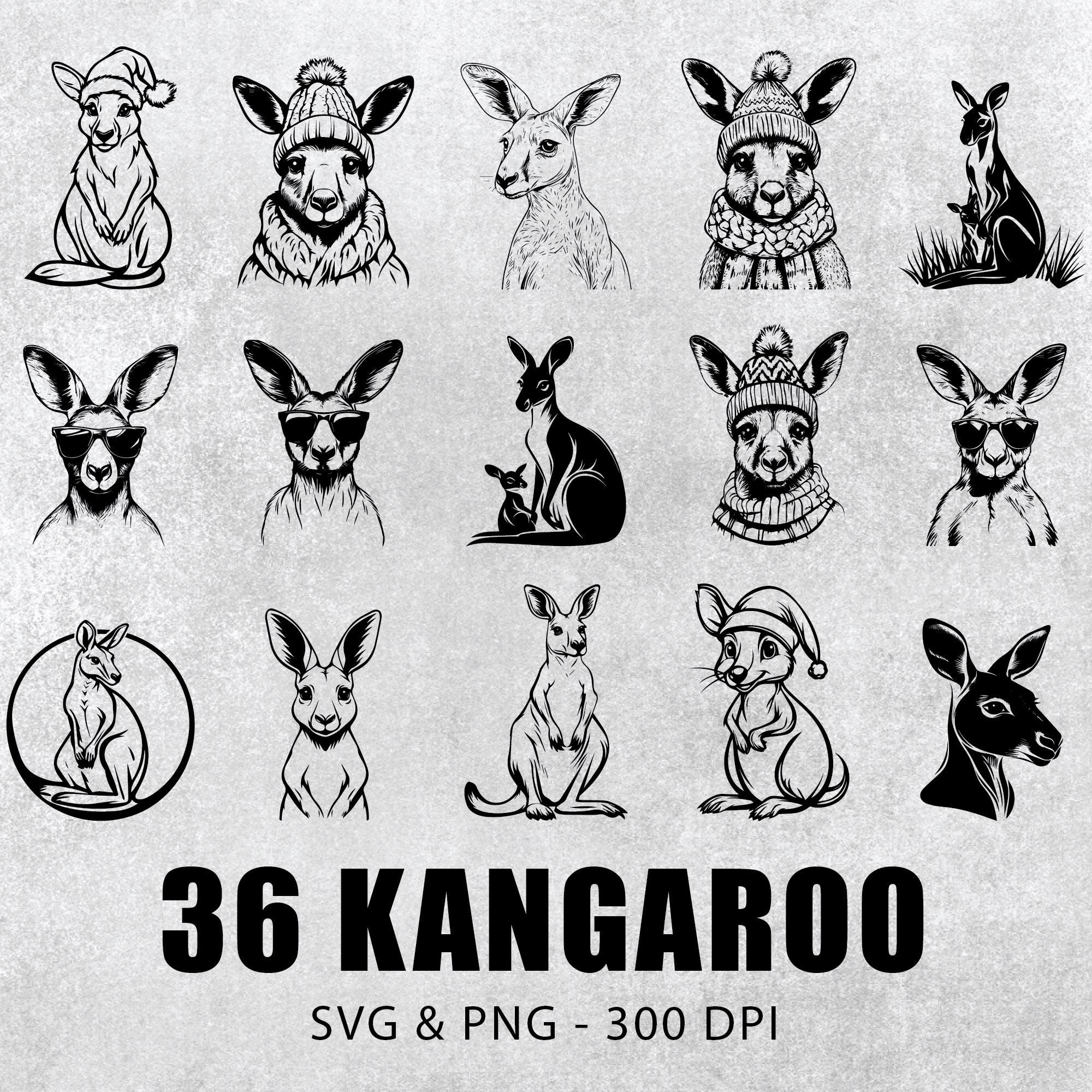 Kangaroo Svg Bundle, Kangaroo Vector Set, Kangaroo Clipart, Kangaroo ...