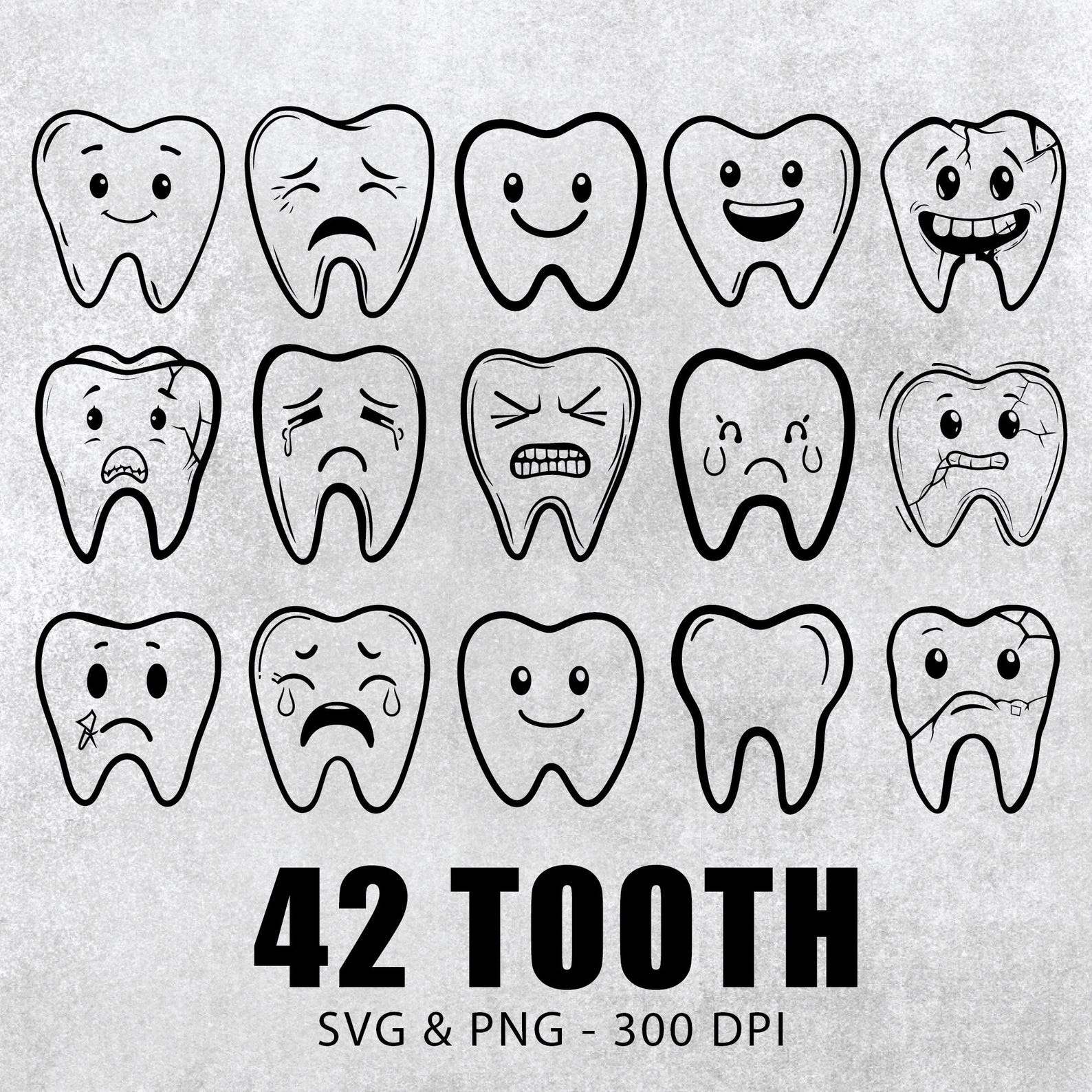 Tooth Svg Bundle, Tooth Silhouette, Tooth Clipart, Tooth Vector, Tooth ...