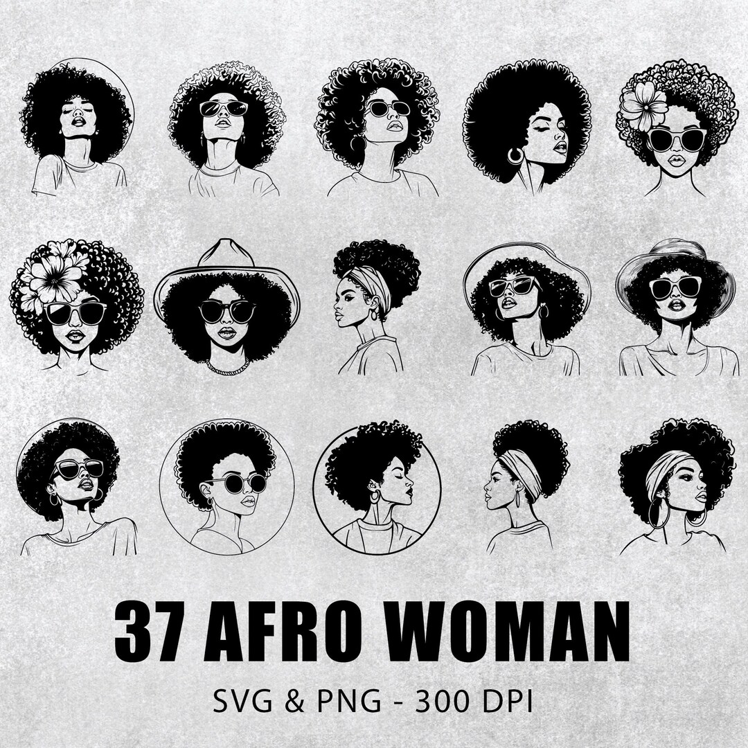 Afro Woman Svg Png, Afro Woman Clipart, Afro Woman Silhouette, Afro ...