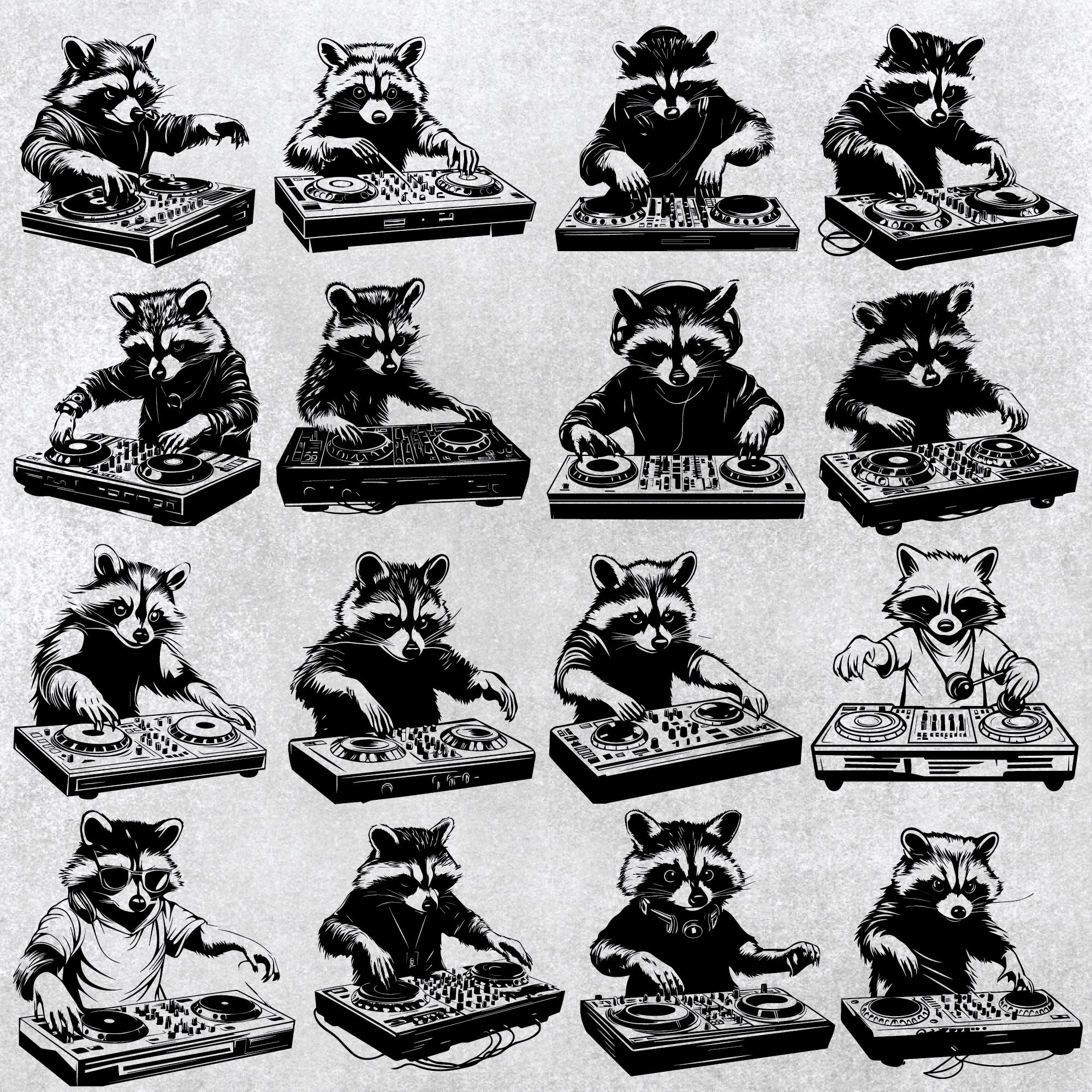 Raccoon Playing Dj Svg Png, Raccoon Playing DJ Clipart, Raccoon DJ ...