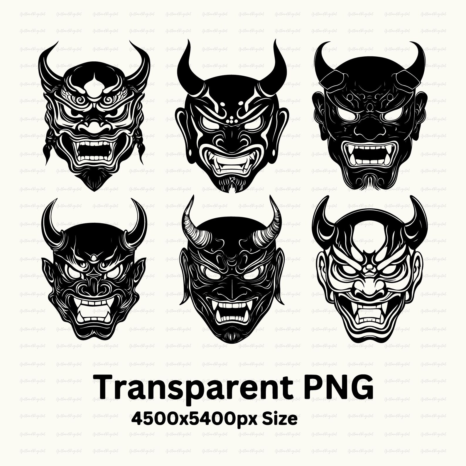 Oni Mask Svg Png, Oni Mask Clipart, Oni Mask Silhouette, Oni Mask ...