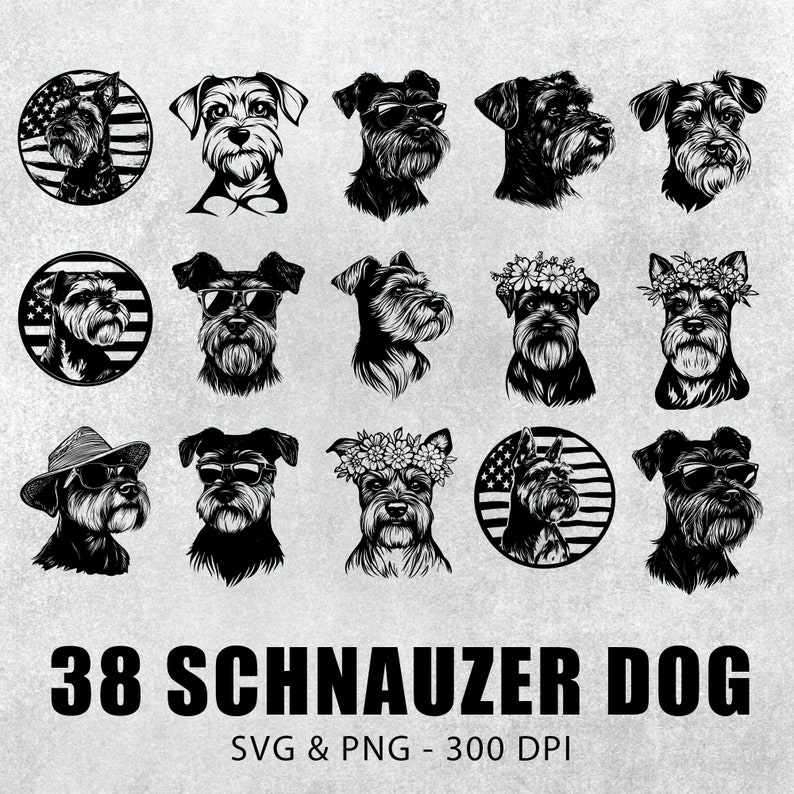 Schnauzer Svg Bundle, Schnauzer Silhouette, Schnauzer Clipart ...