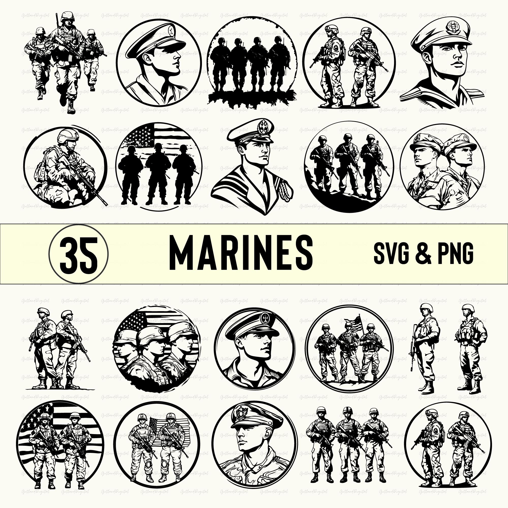 Marines SVG PNG Clipart: Silhouette Vector Art - Etsy