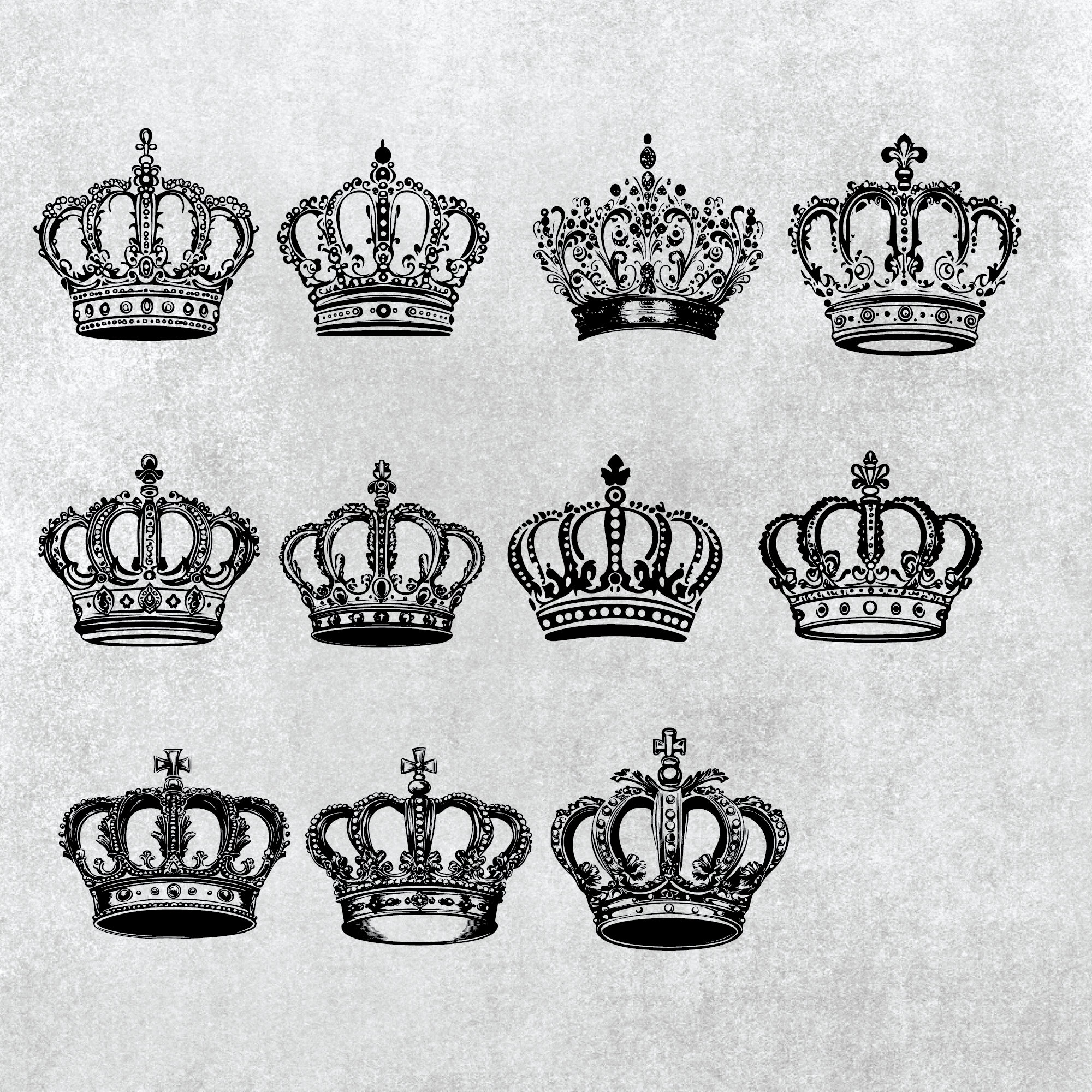 Crown Silhouette Bundle Svg, Crown Svg Vector Set, Crown Clipart Png ...