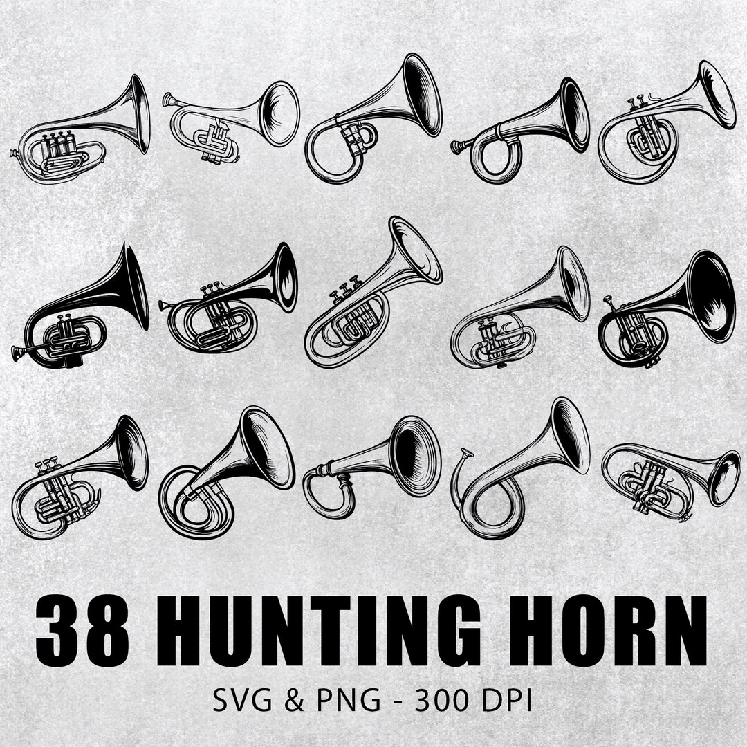 Hunting Horn SVG Vector Set: Clipart, Decal, Logo (PNG, SVG) - Etsy