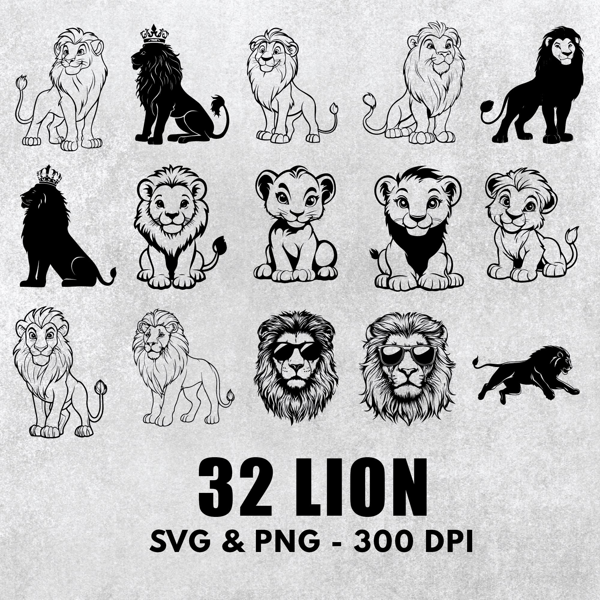 Lion Svg Bundle, Lion Silhouette Set, Lion Clipart, Lion Decal, Lion ...