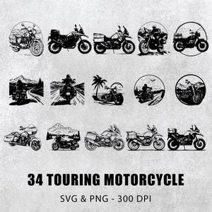 Touring Motorcycle SVG PNG: Clipart Silhouette Vector, Cricut Cut File ...