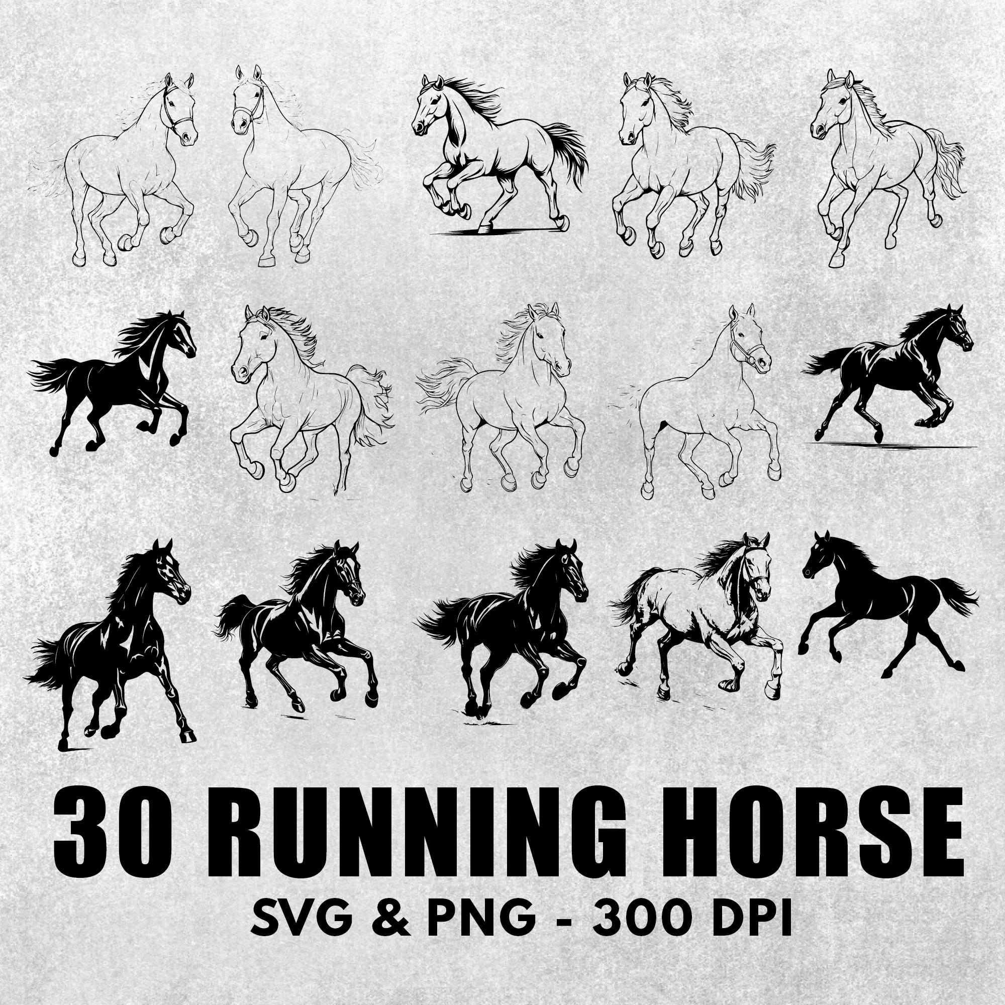 Running Horse Svg Bundle, Running Horse Silhouette Set, Running Horse ...