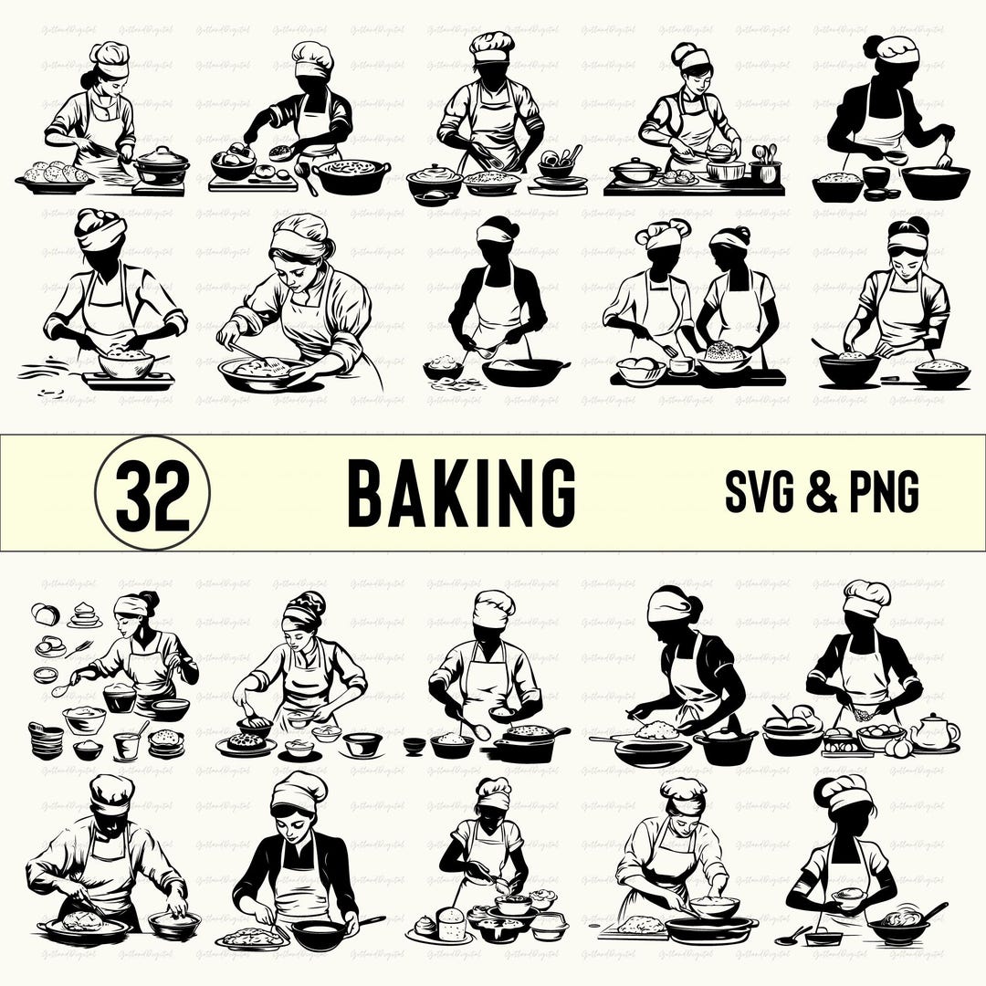 Baking Svg Png, Baking Silhouette, Baking Clipart, Baking Vector ...