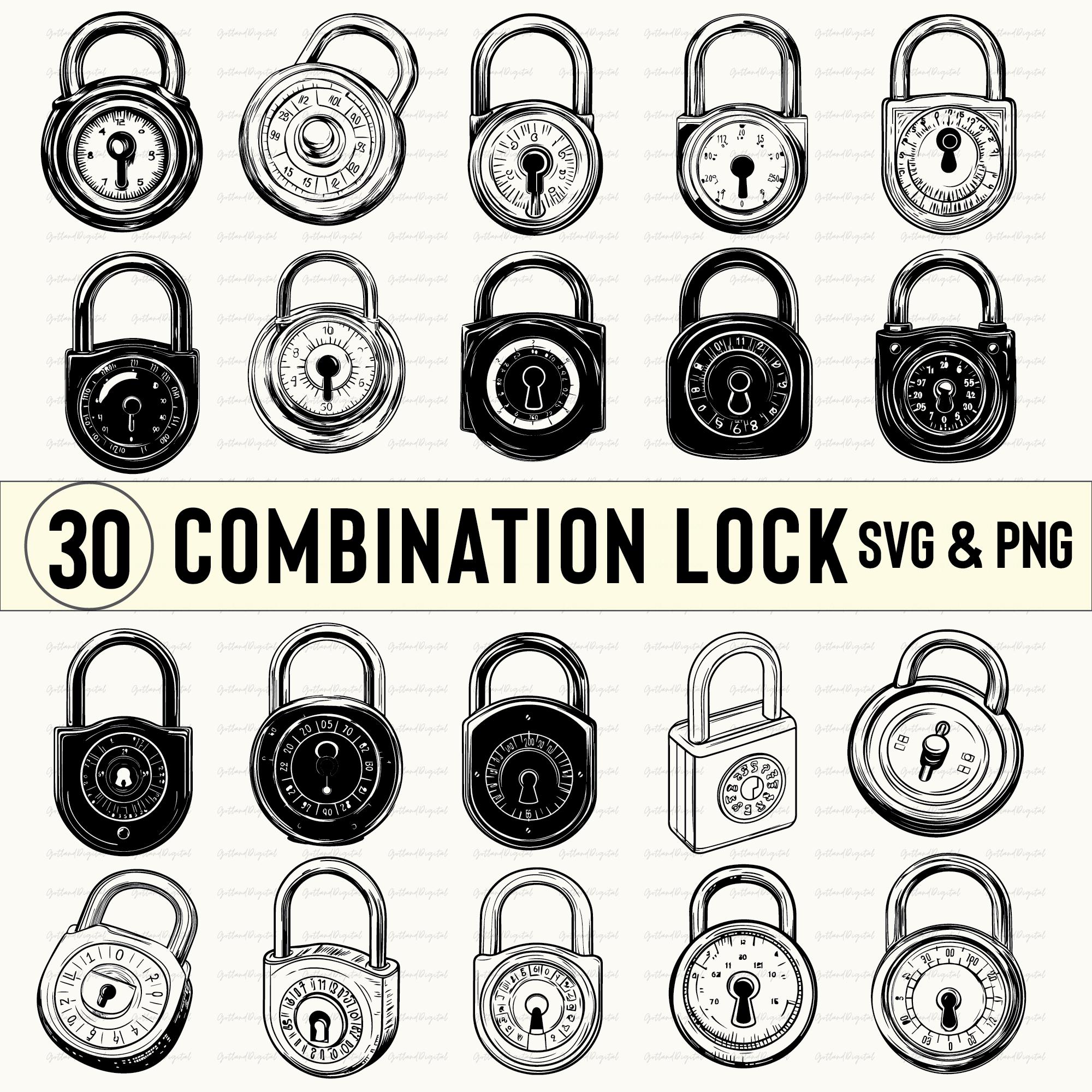 Combination Lock Svg Bundle, Combination Lock Silhouette, Combination ...