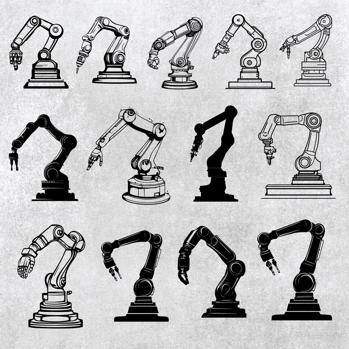 Factory Robot Arm Svg Bundle, Factory Robot Arm Silhouette, Factory ...