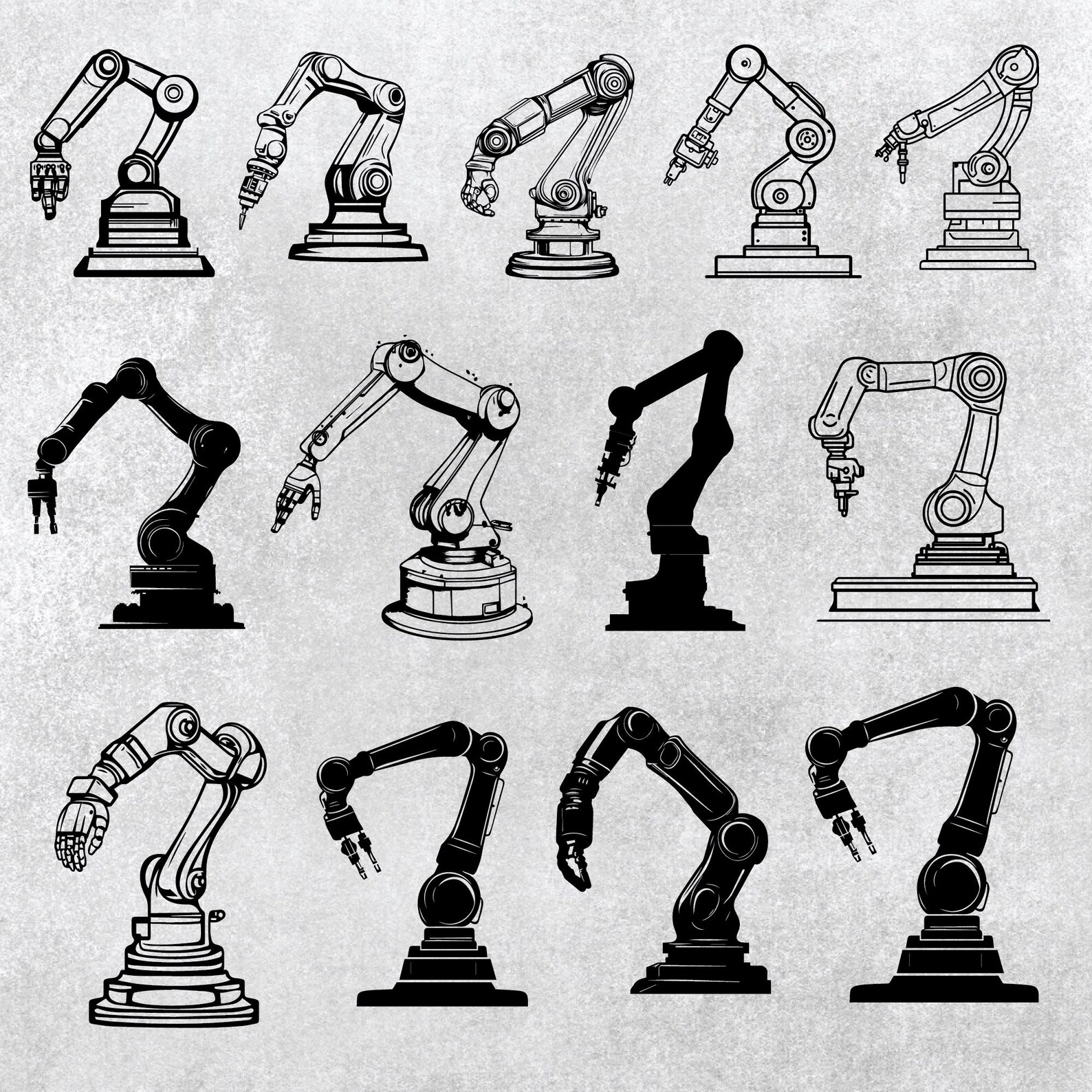 Factory Robot Arm Svg Bundle, Factory Robot Arm Silhouette, Factory ...