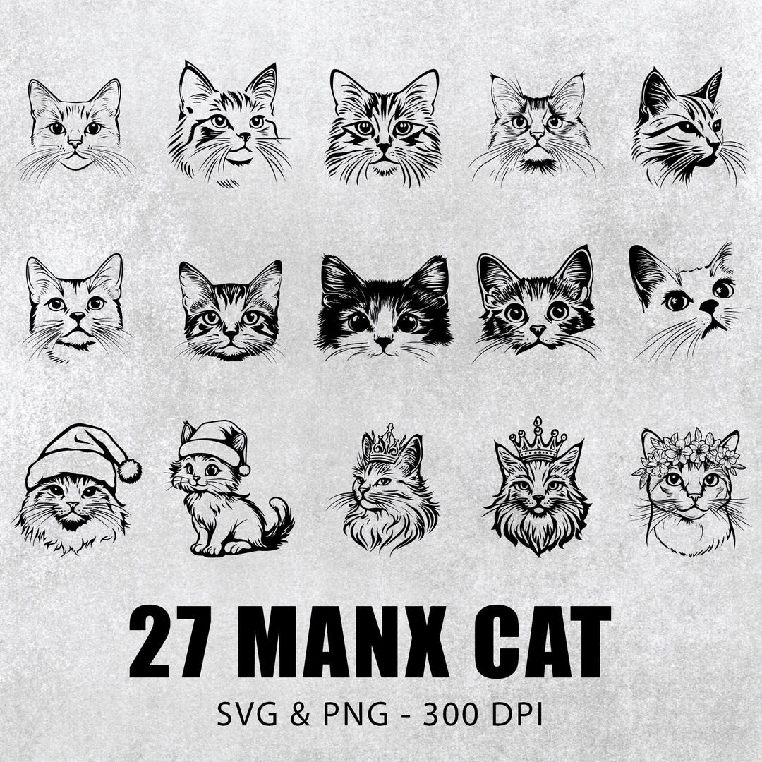 Manx Cat Svg Bundle, Manx Cat Silhouette Png, Manx Cat Clipart, Manx ...