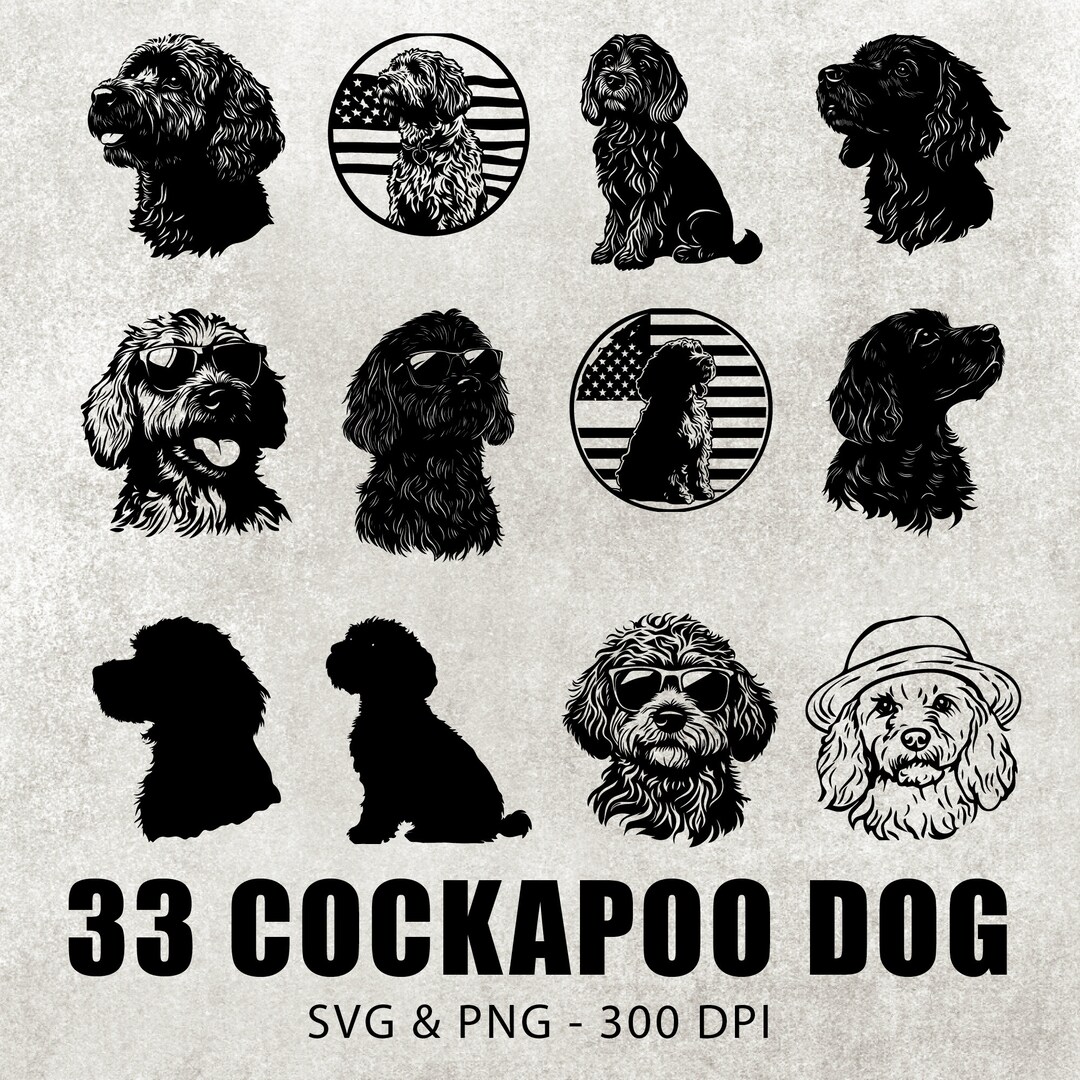 Cockapoo Svg Bundle, Cockapoo Silhouette, Cockapoo Clipart Vector ...