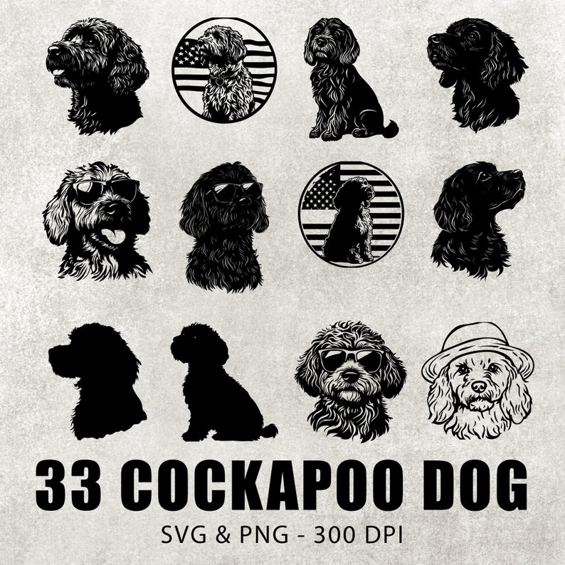 Cockapoo Svg Bundle, Cockapoo Silhouette, Cockapoo Clipart Vector ...