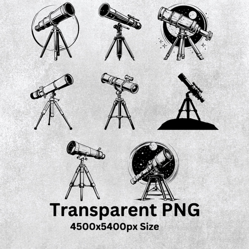 Telescope SVG PNG Bundle: Vector Clipart, Cricut Silhouette Decal - Etsy