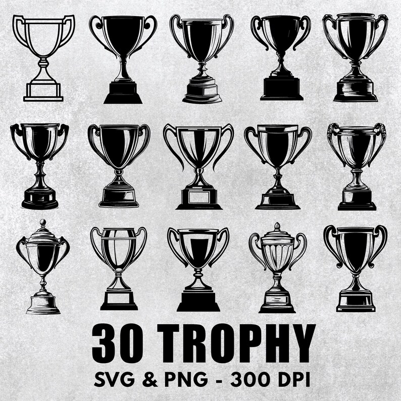 Trophy SVG Bundle: Silhouette Clipart Vector Designs (PNG) - Etsy