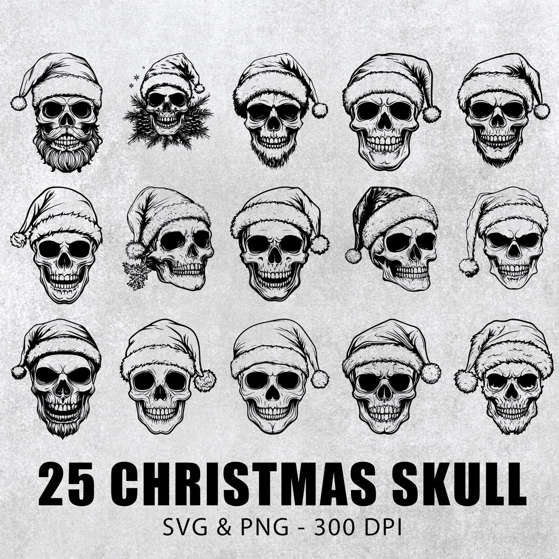 Christmas Skull Bells Svg Bundle, Christmas Skull Bells Silhouette ...