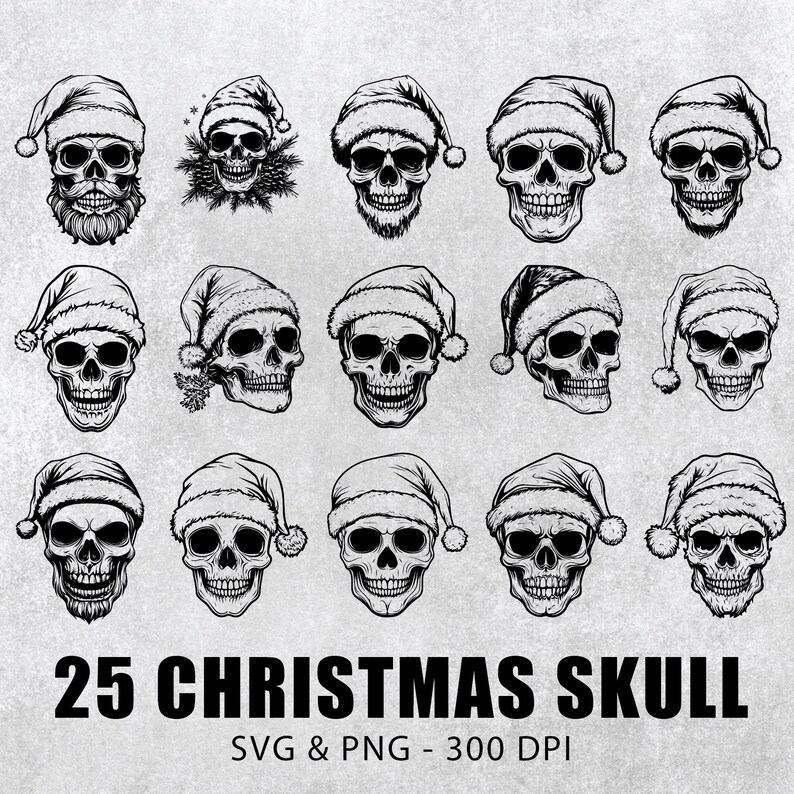 Christmas Skull Bells Svg Bundle, Christmas Skull Bells Silhouette ...