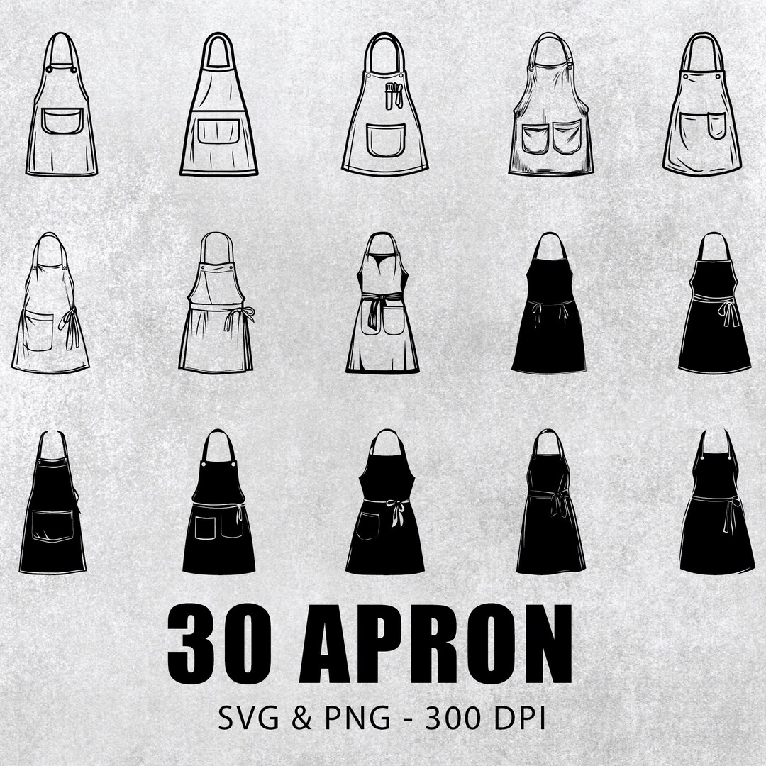 Apron SVG PNG Bundle: Clipart Silhouette Vector Art (digital Download ...