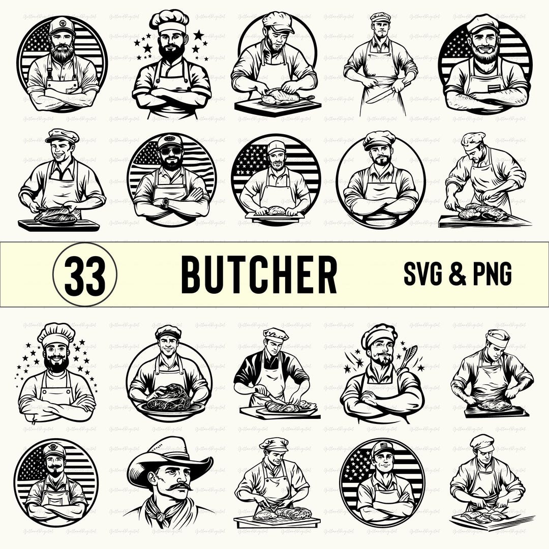 Butcher Svg Png, Butcher Clipart, Butcher Silhouette, Butcher Vector ...