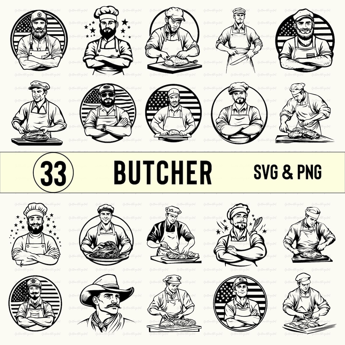 Butcher Svg Png, Butcher Clipart, Butcher Silhouette, Butcher Vector ...