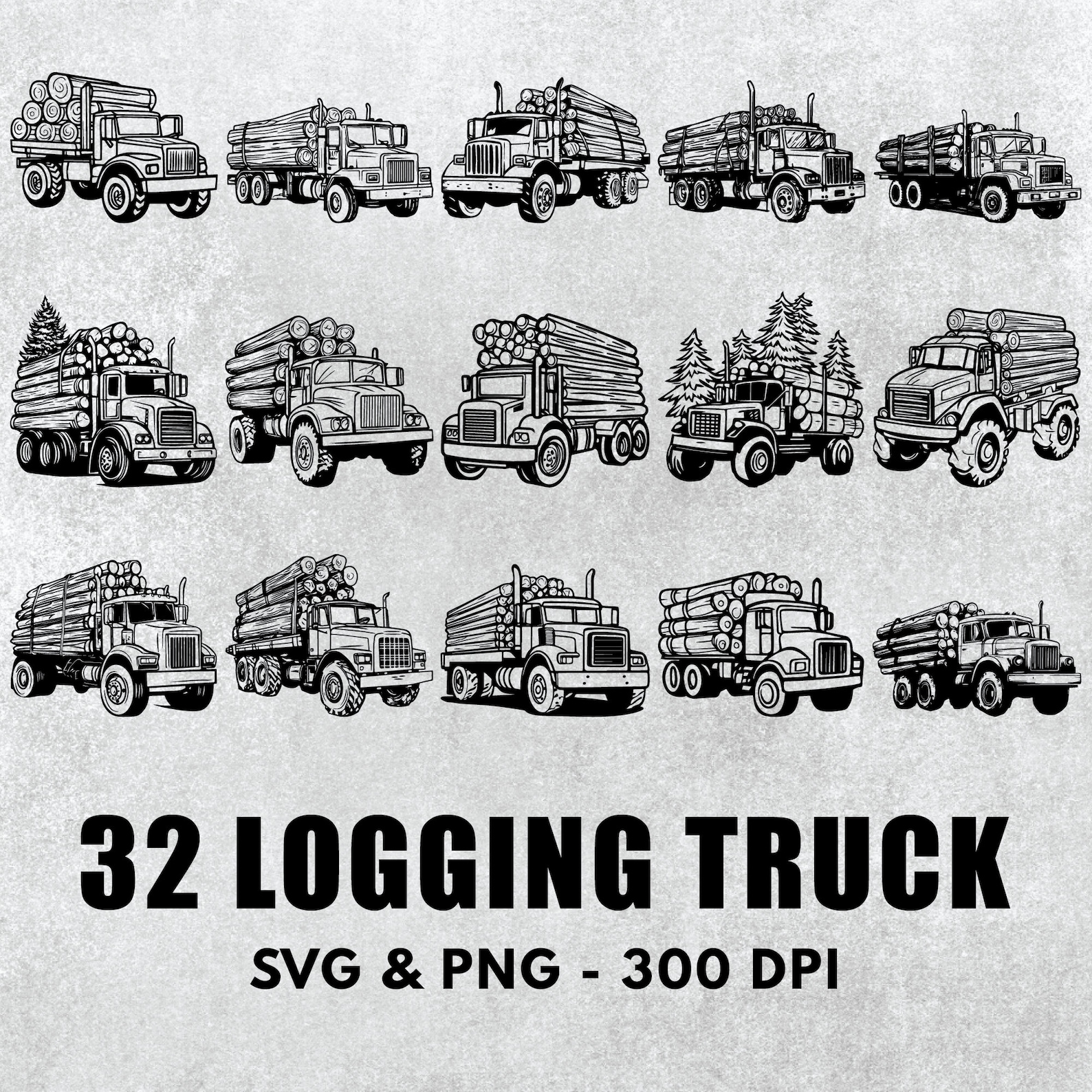Logging Truck SVG Bundle: Silhouette Clipart Vector (PNG, SVG) - Etsy