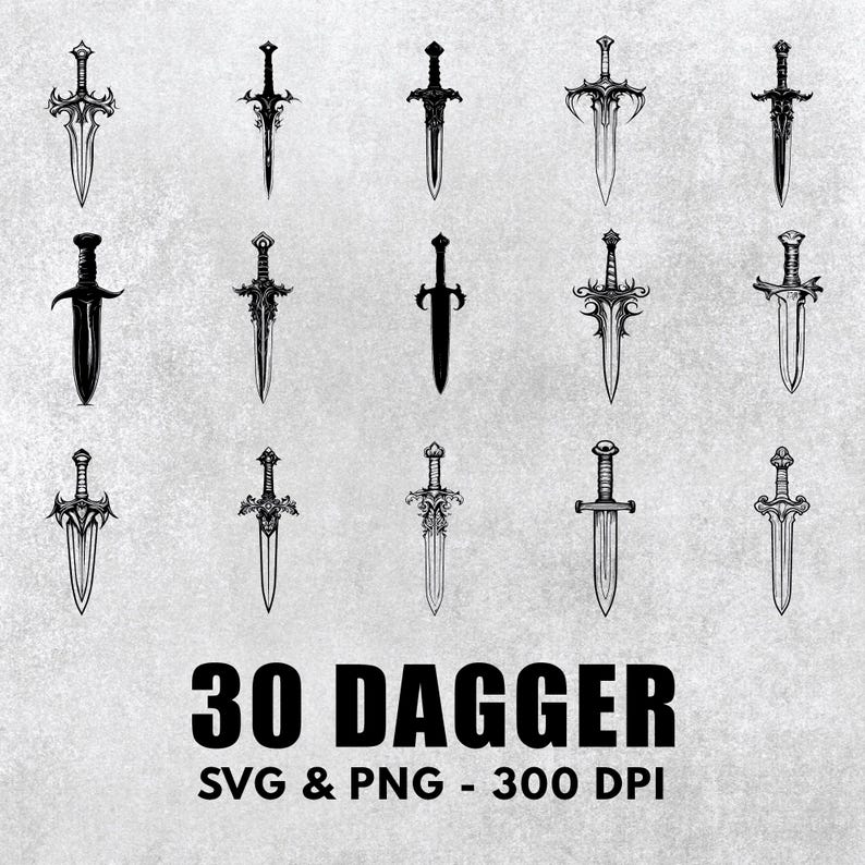 Dagger Svg Bundle, Dagger Svg Vector Set, Dagger Clipart Png, Dagger ...