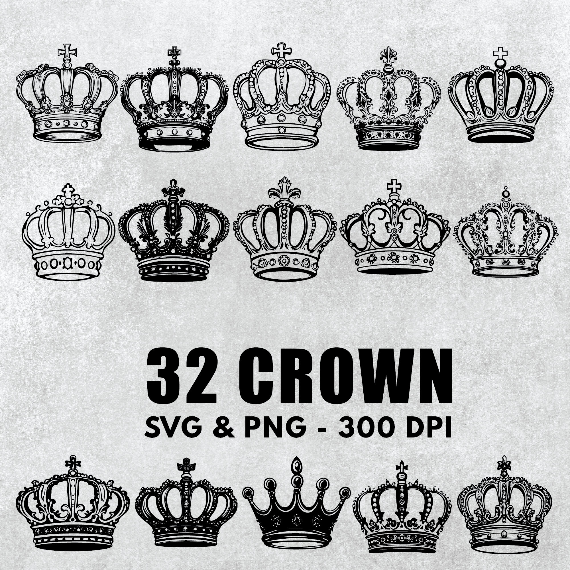 Crown Silhouette Bundle Svg, Crown Svg Vector Set, Crown Clipart Png ...