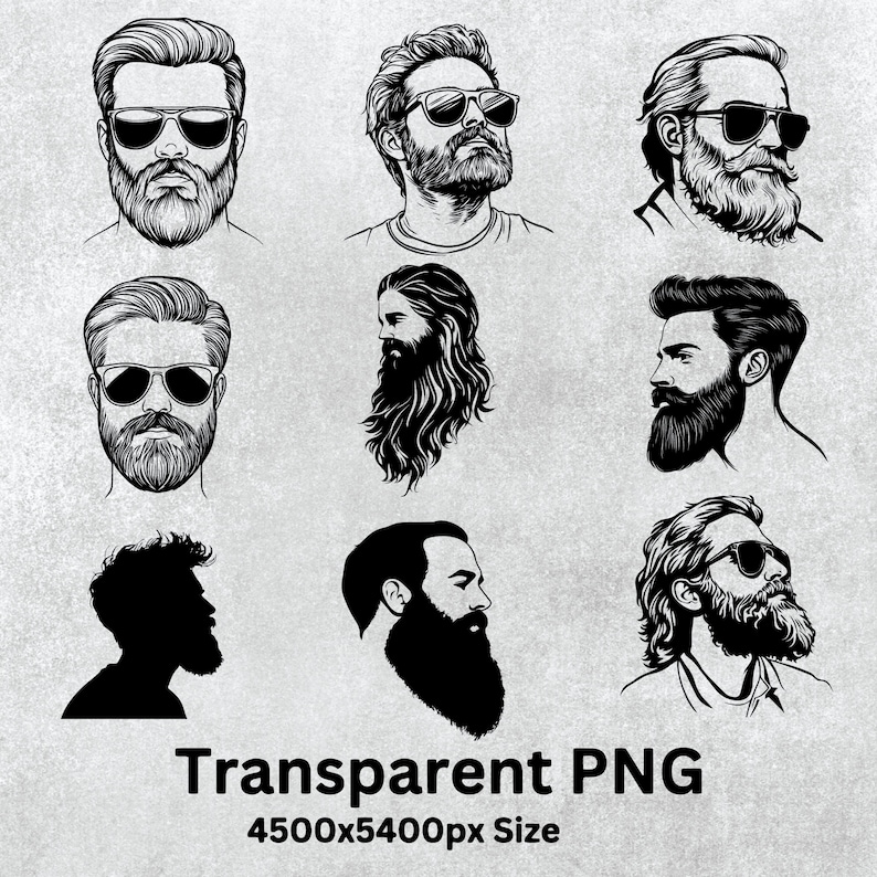 Beard Svg Bundle, Beard Silhouette, Beard Clipart, Beard Vector, Beard ...