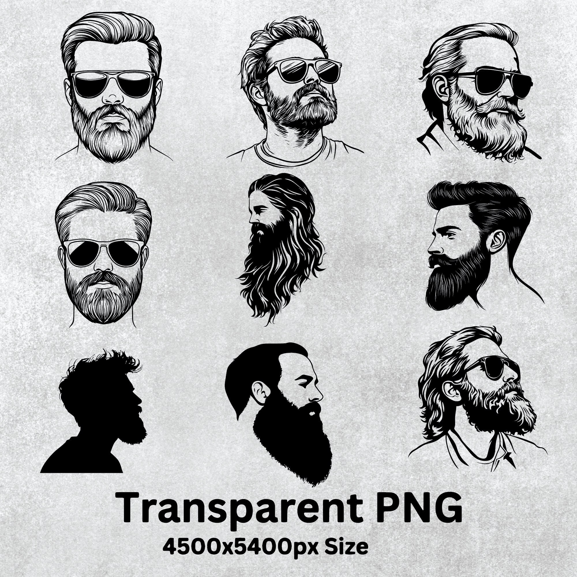 Beard Svg Bundle, Beard Silhouette, Beard Clipart, Beard Vector, Beard ...