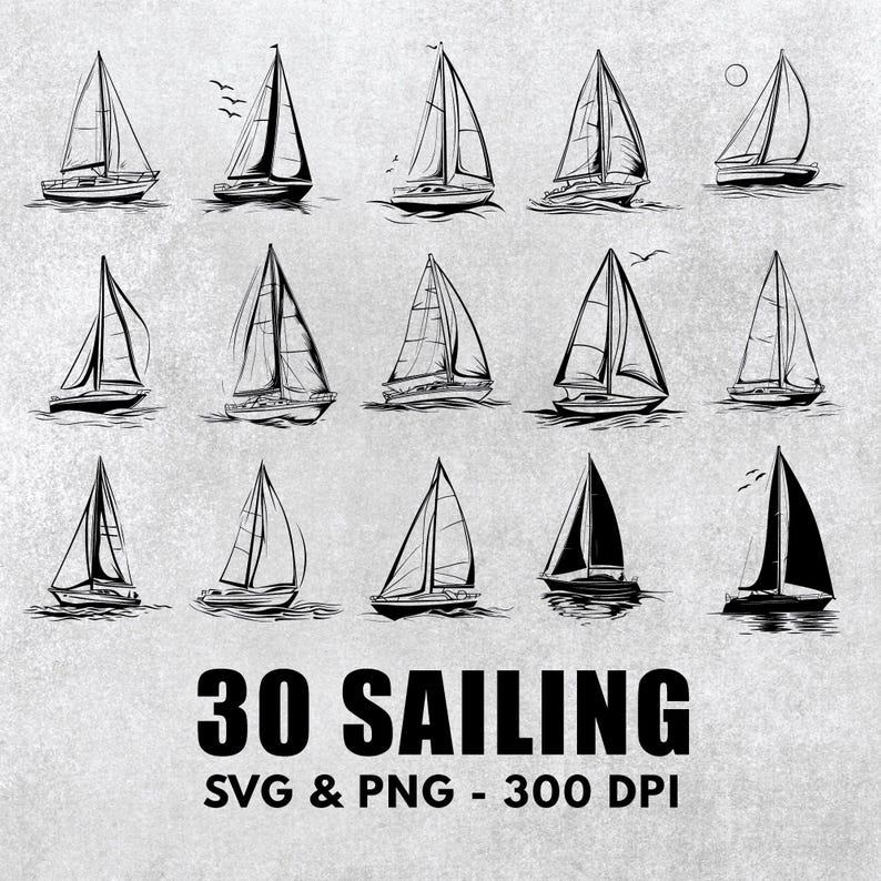 Sailing Svg Bundle, Sailing Vector Set, Sailing Clipart, Sailing Decal ...