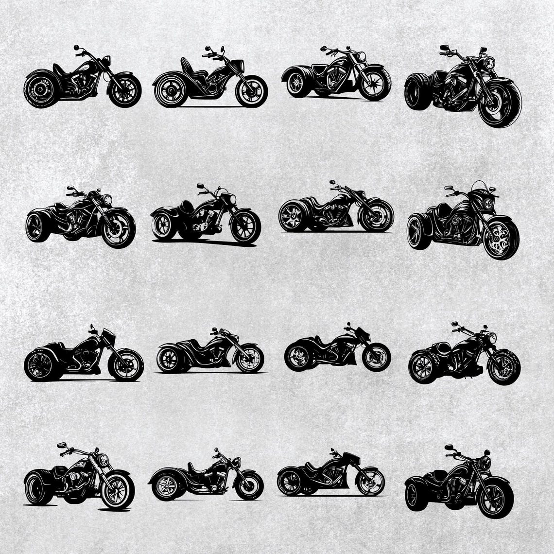 Trike Motorcycle Svg Bundle, Trike Motorcycle Silhouette Set, Trike ...