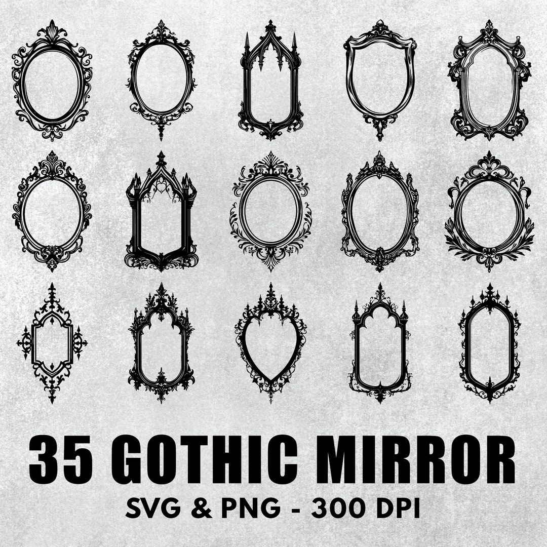 Gothic Mirror Silhouette Bundle Svg, Gothic Mirror Svg Vector Set ...