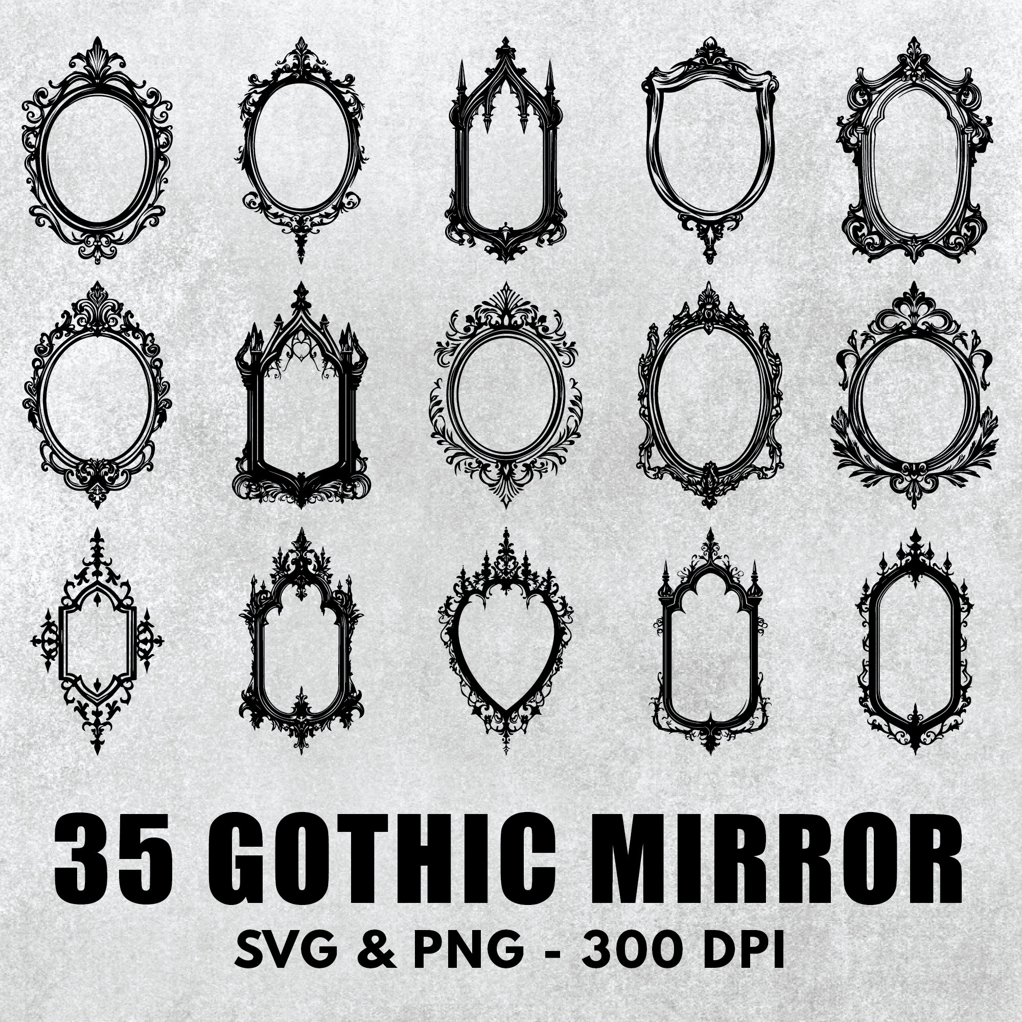 Gothic Mirror Silhouette Bundle Svg, Gothic Mirror Svg Vector Set ...