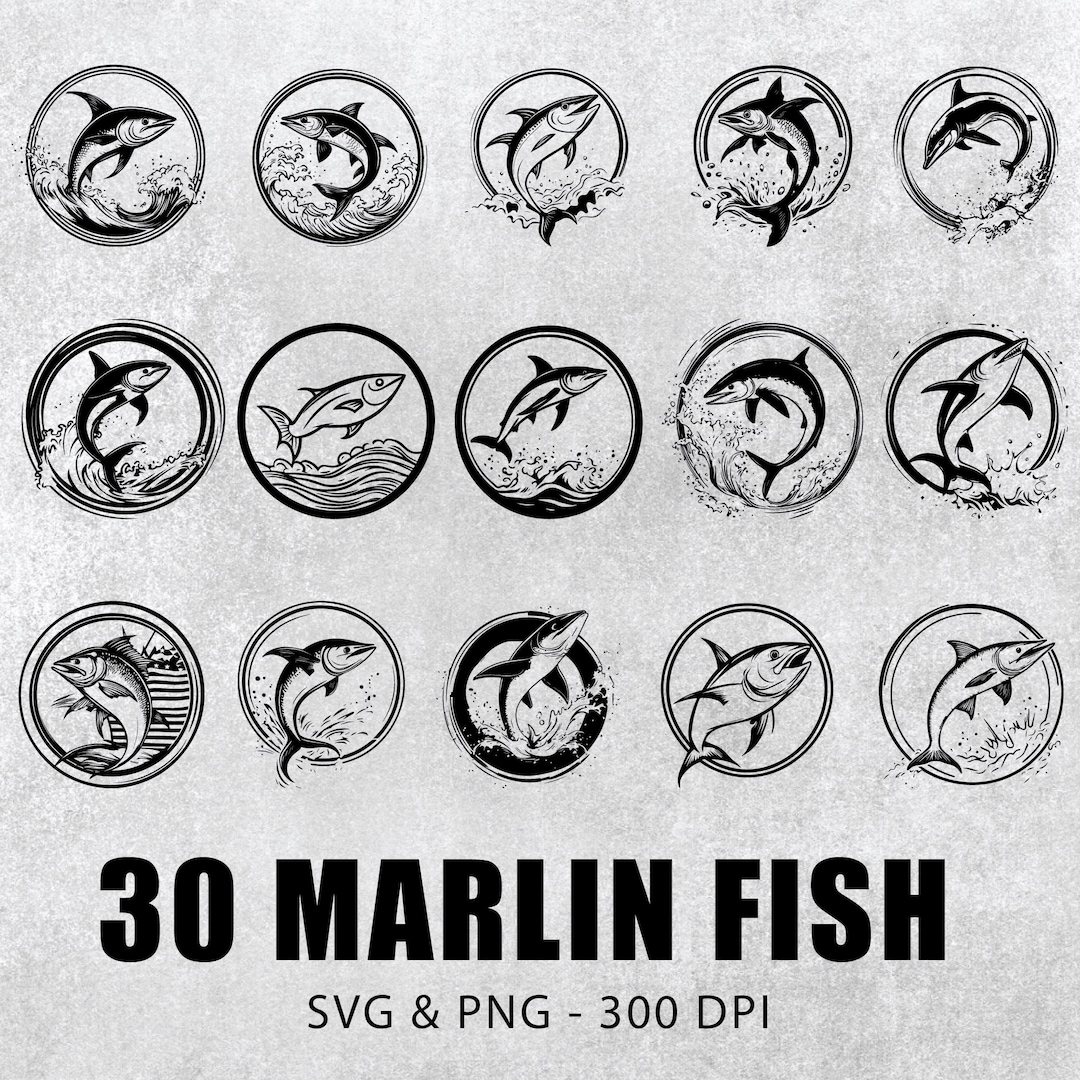 Marlin Fish Svg Png Bundle, Marlin Fish Silhouette, Marlin Fish Clipart ...