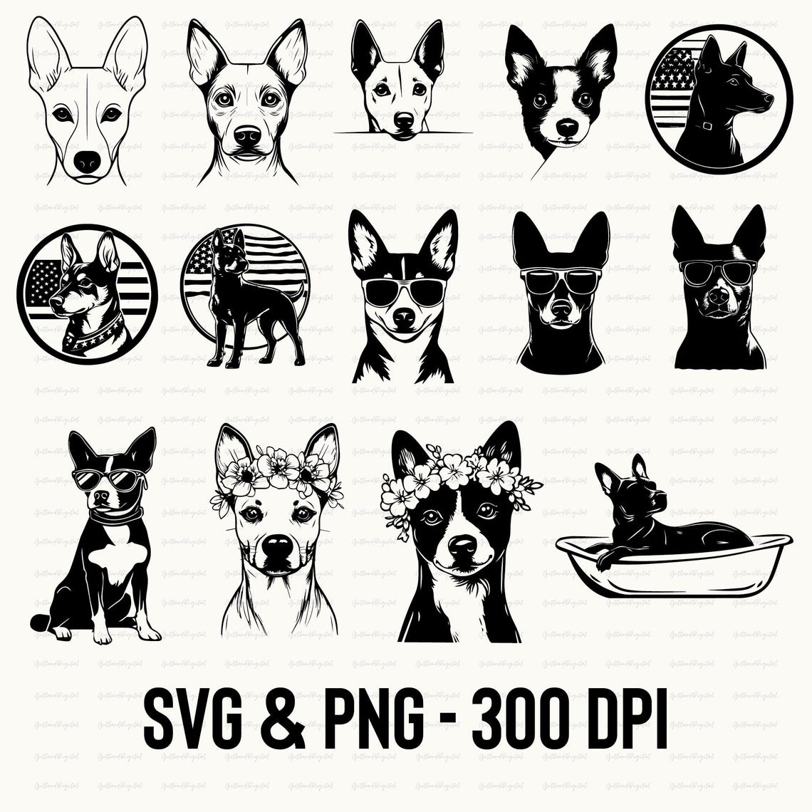 Basenji Svg Bundle, Basenji Silhouette, Basenji Clipart, Basenji Vector ...