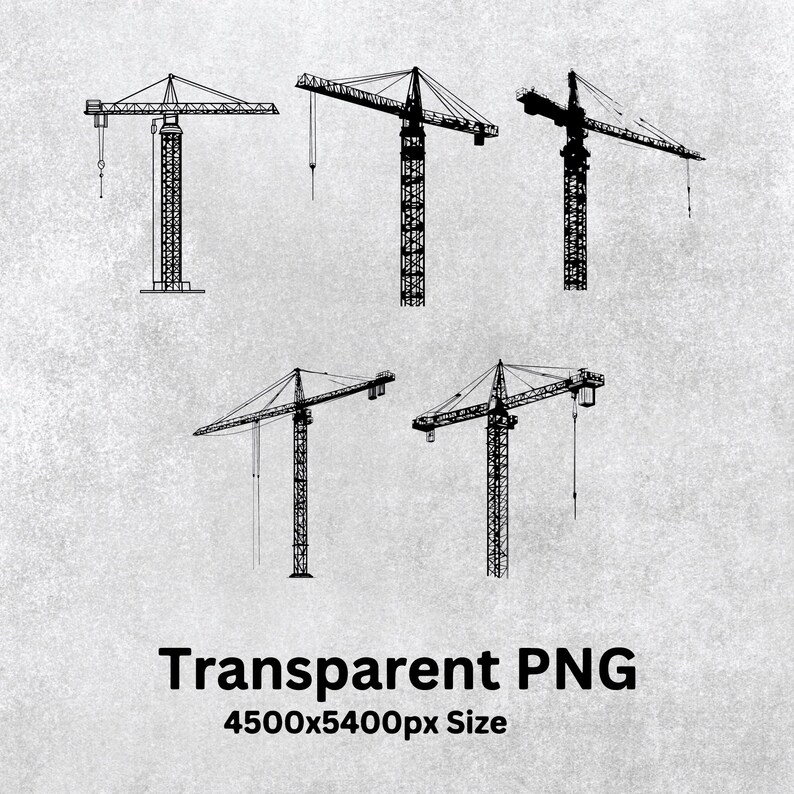 Tower Crane SVG Bundle: Construction Clipart, Logo Icon (PNG, Vector ...