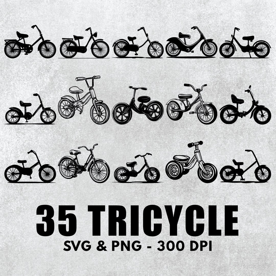 Tricycle Svg Bundle, Tricycle Silhouette, Tricycle Clipart, Tricycle ...