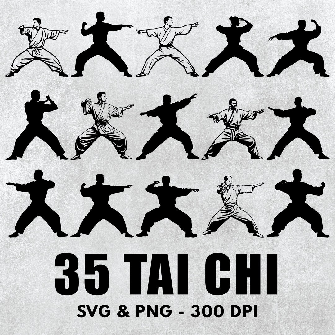 Tai Chi Svg Bundle, Tai Chi Silhouette, Tai Chi Clipart Vector, Tai Chi ...