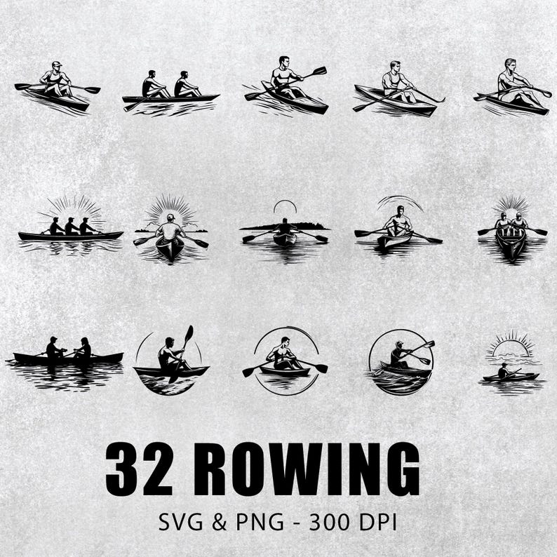 Rowing Svg Png, Rowing Clipart, Rowing Silhouette, Rowing Decal, Rowing ...