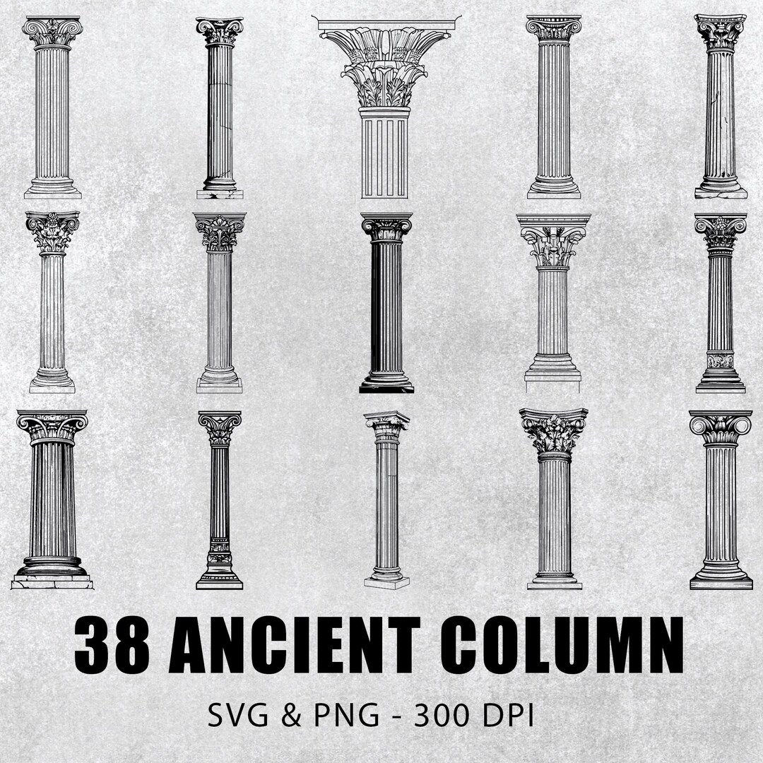Ancient Column Svg Bundle, Ancient Column Silhouette, Ancient Column ...