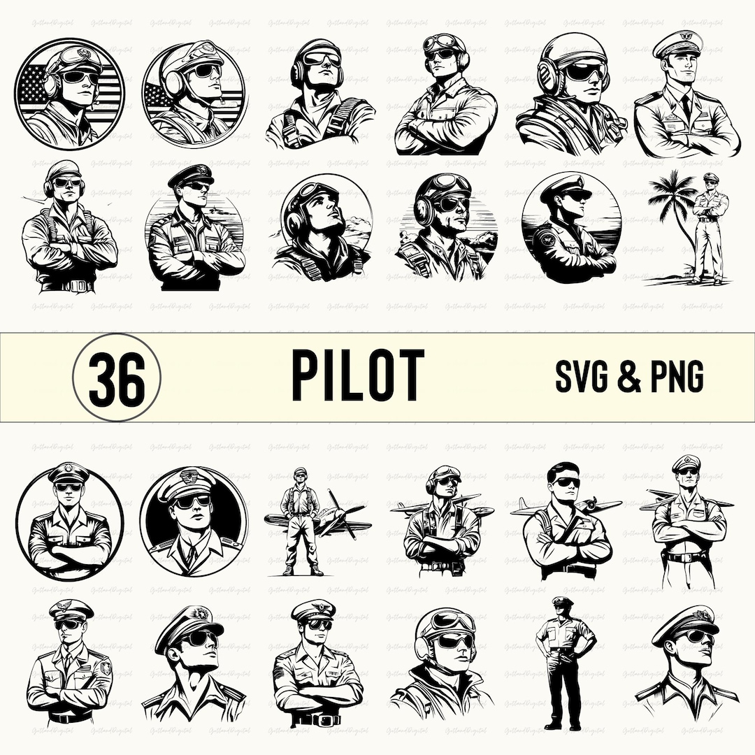 Pilot SVG PNG Bundle, Pilot Clipart, Pilot Silhouette, Pilot Vector ...