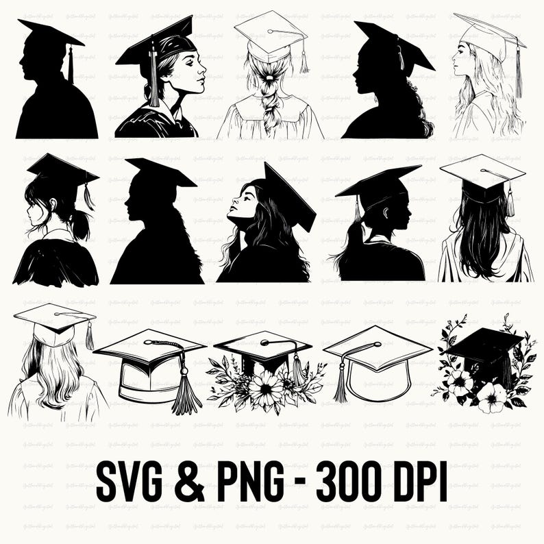 Graduation Cap SVG PNG Clipart: Cricut & Silhouette Cut File - Etsy