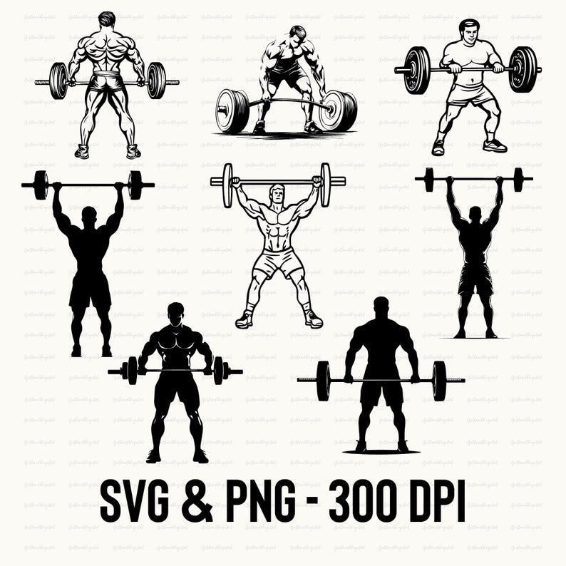 Weight Lifting Svg Bundle, Weight Lifting Silhouette, Weight Lifting ...