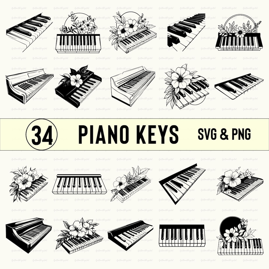 Piano Keys Clipart: SVG PNG Bundle, Vector Art (digital Download) - Etsy UK