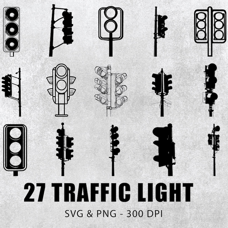 Traffic Light Svg Bundle, Traffic Light Silhouette Set, Traffic Light ...