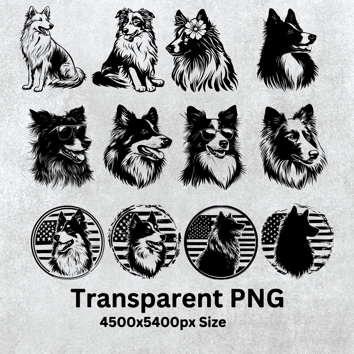 Rough Collie Silhouette Bundle: Vector Clipart Designs (SVG & PNG) - Etsy